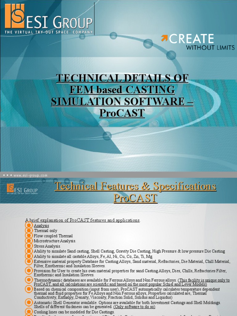 ProCAST Casting Simulation Features | PDF | Casting (Metalworking ...