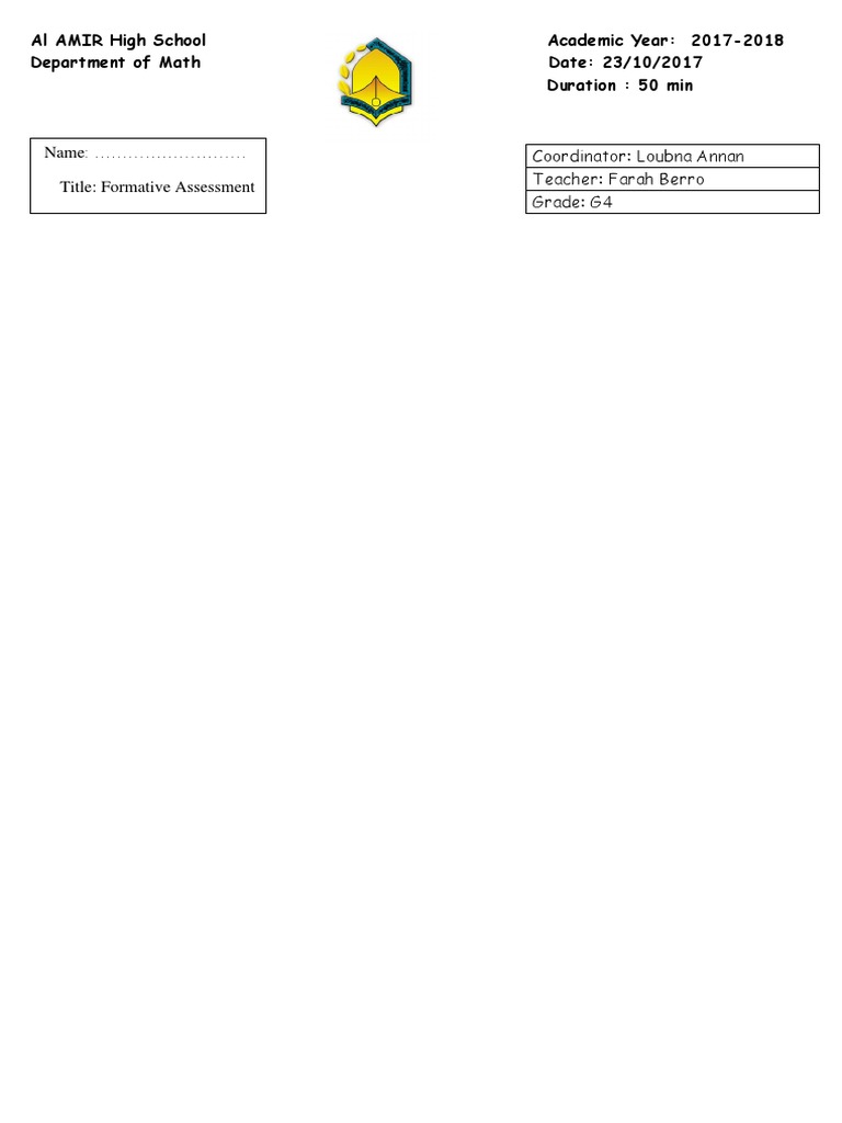 G4 Math Formative Assessment Guide | PDF