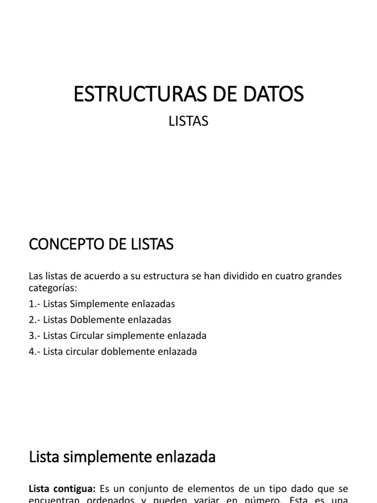 Estructuras Datos-LISTAS Simples | PDF | Puntero (Programación de ...