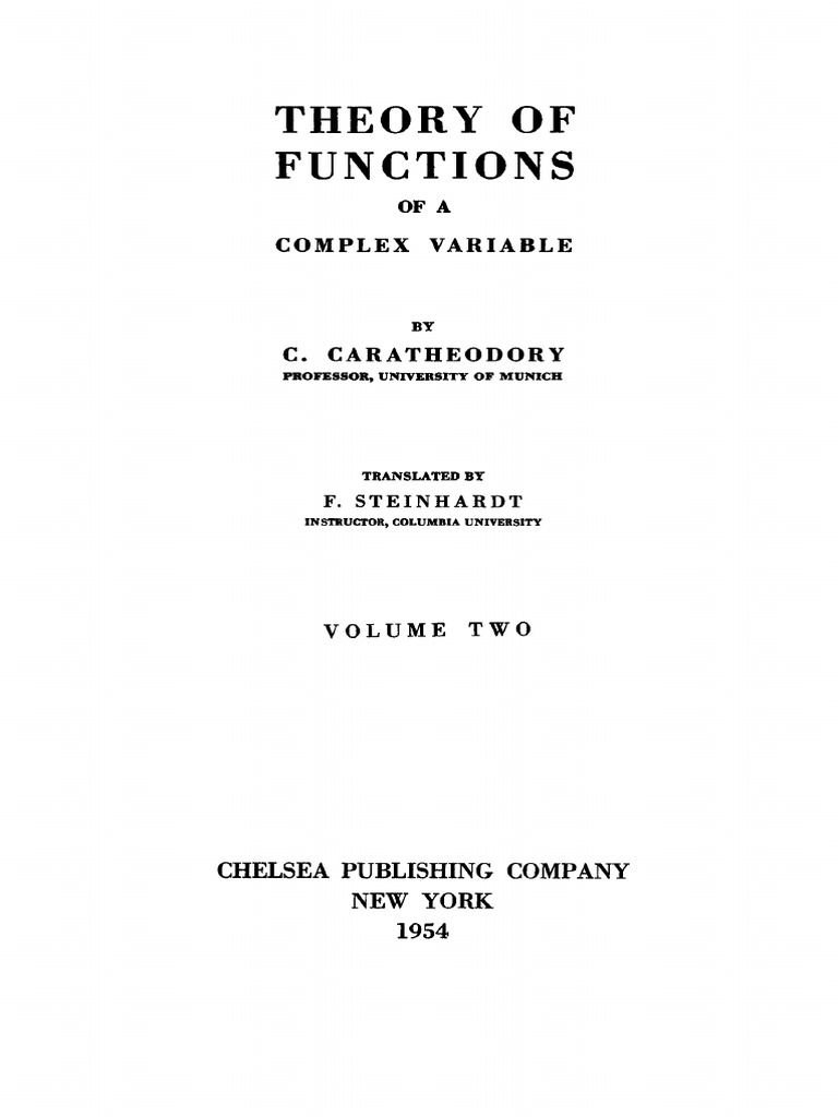 Caratheodory Theory Of Functions Pdf Complex Analysis Function Mathematics