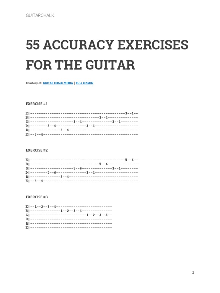 55 Accuracy Exercises For The Guitar Pdf
