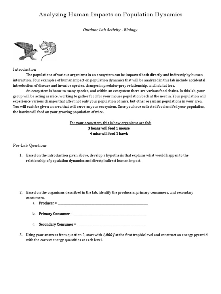 Analyzing Human Impacts On Population Dynamics: Lab Activity - Biology ...