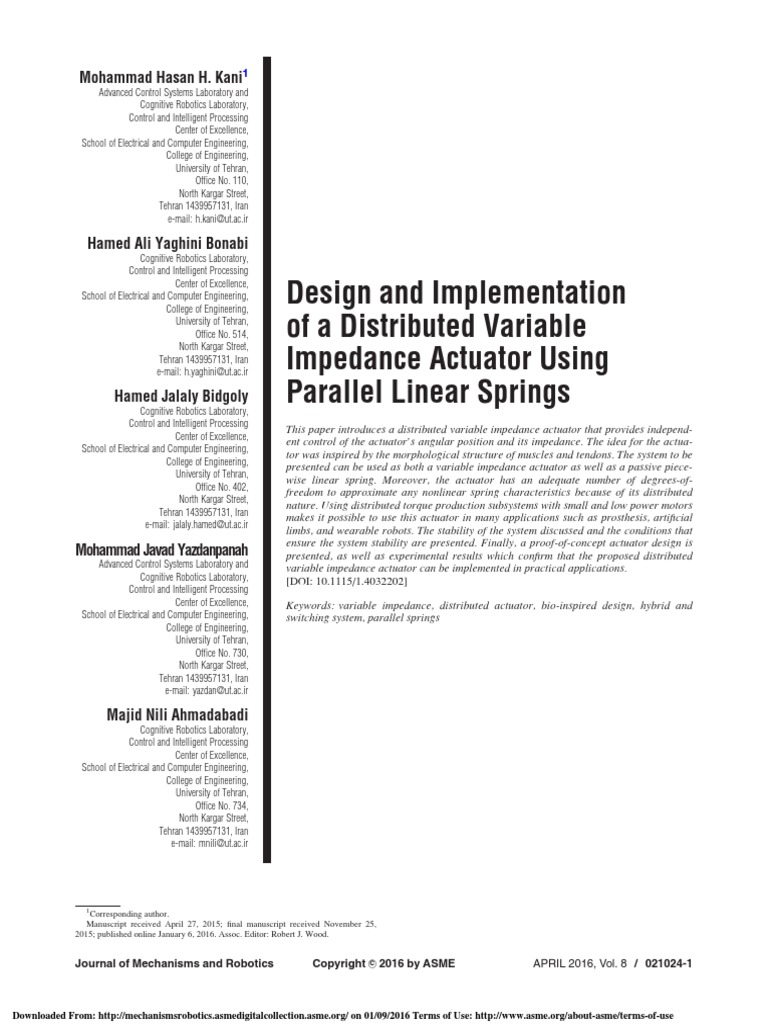 Design and Implementation of A Distributed Variable Impedance Actuator Using Parallel Linear ...