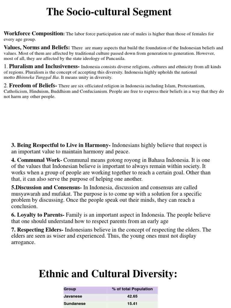 The Socio-Cultural Segment | PDF | Indonesia | Religion And Belief