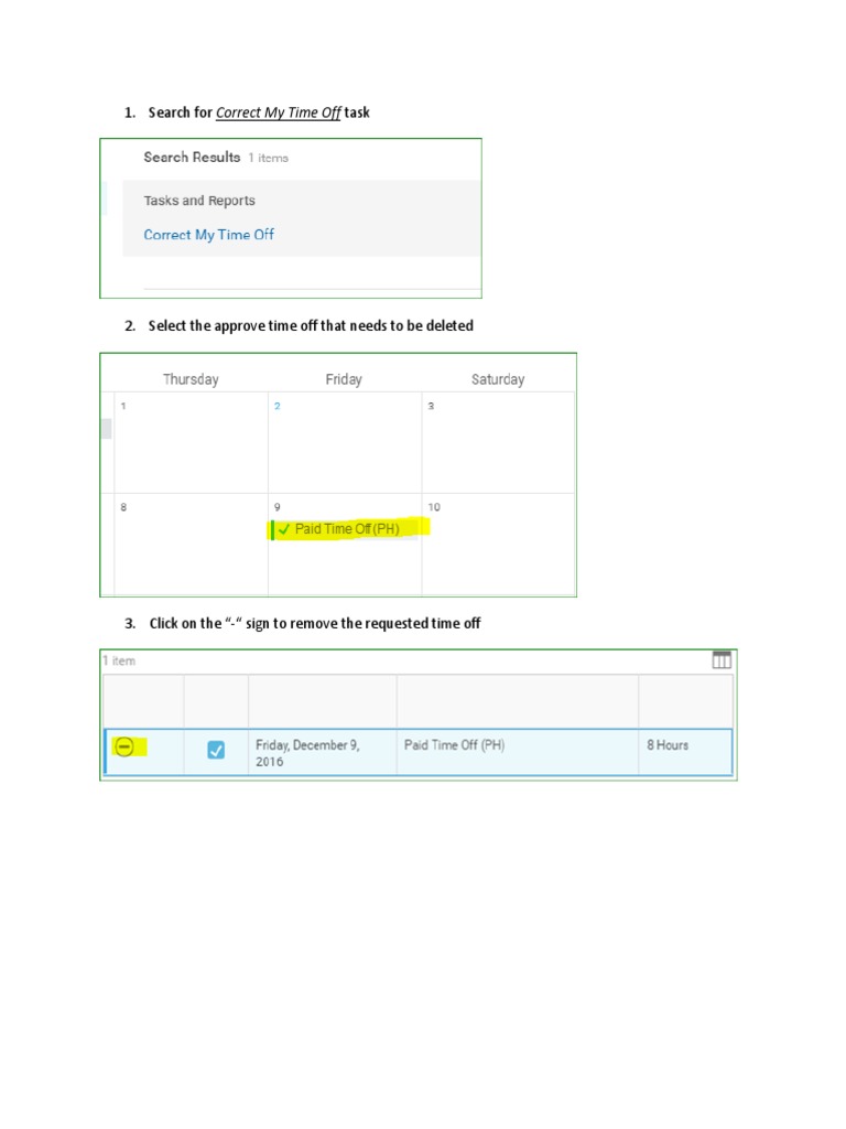 Search For Correct My Time Off Task | PDF