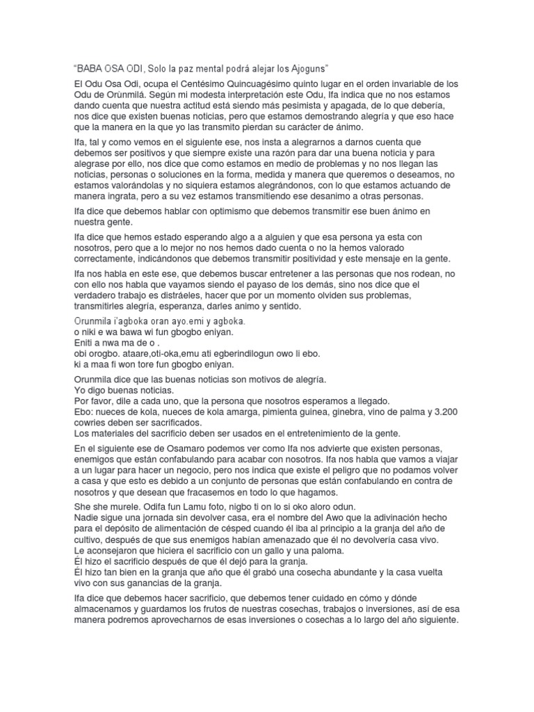 Baba Osa Odi | PDF | Religión y creencia | Salud y bienestar