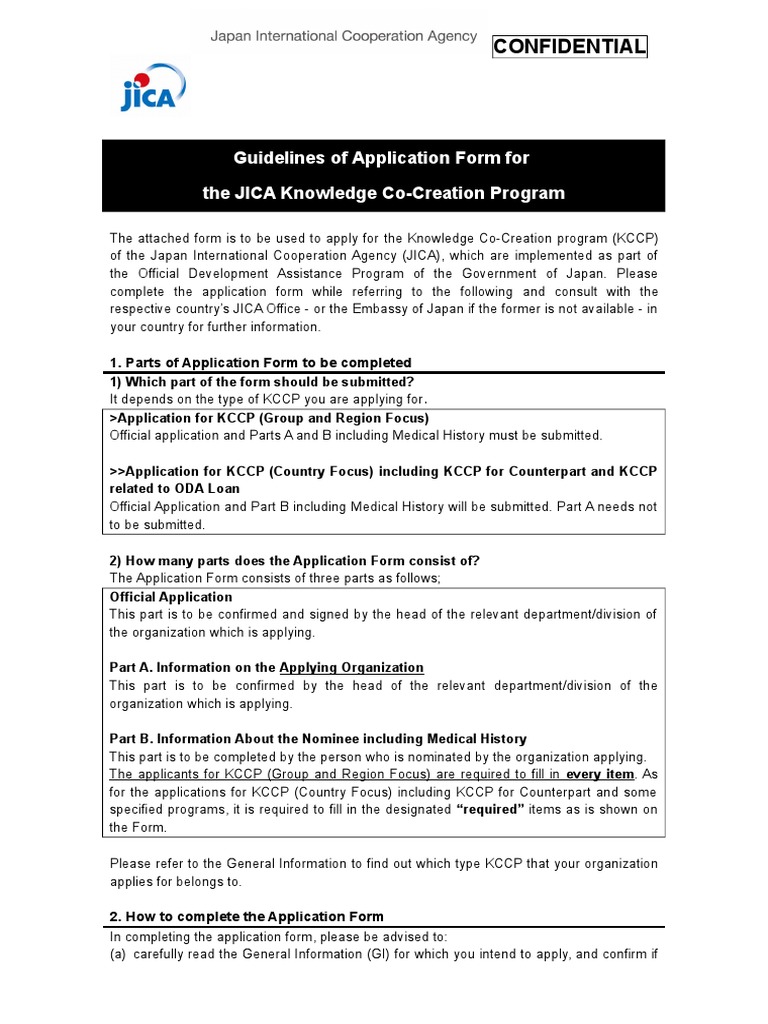 Guidelines of Application Form For The JICA Knowledge Co-Creation ...