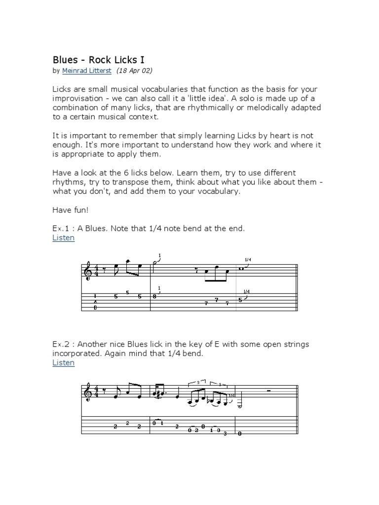 Introduction to Blues-Rock Guitar Licks: Learning Fundamental Phrases ...