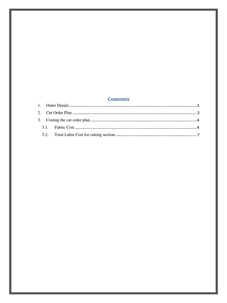 Cut Order Plan | PDF | Clothing | Labour Economics