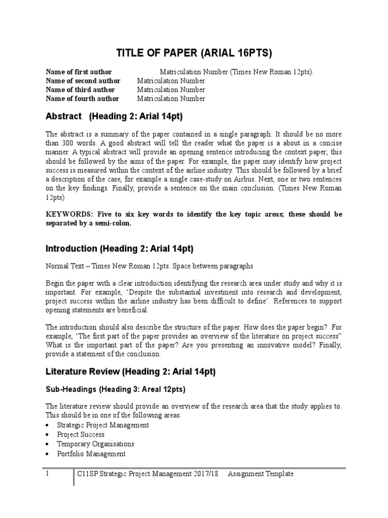 Title Of Paper (Arial 16Pts): Abstract (Heading 2: Arial 14pt ...