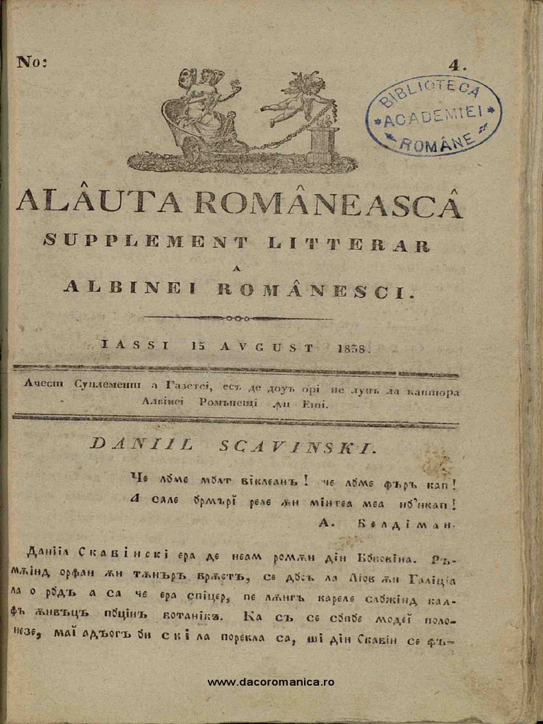 Alauta Romaneasca, Nr. 4, 15 August 1838 | PDF