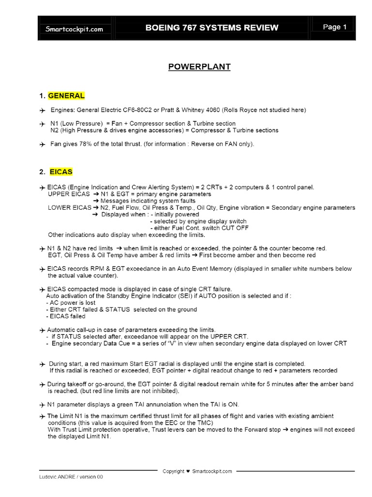 Boeing 767 Systems Review Powerplant | PDF