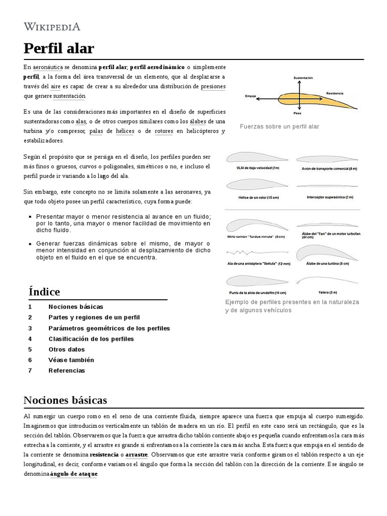 Perfil Alar | PDF | Superficie sustentadora | Ingeniería Aeroespacial