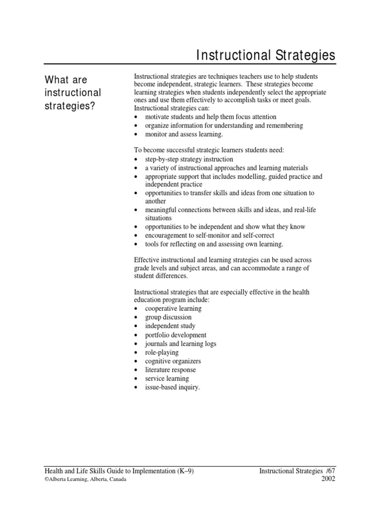 What Are Instructional Strategies? | PDF | Brainstorming | Strategic ...