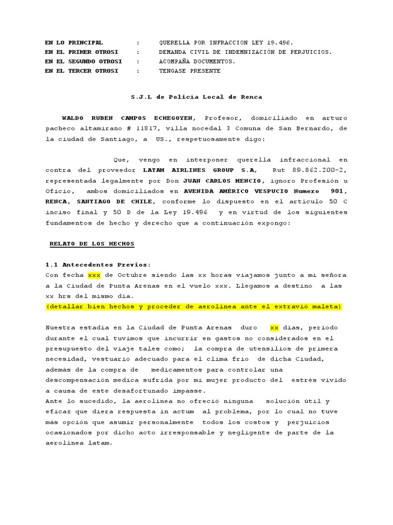 Formulario para Interponer Una Denuncia o Demanda v3 24112017 | PDF ...