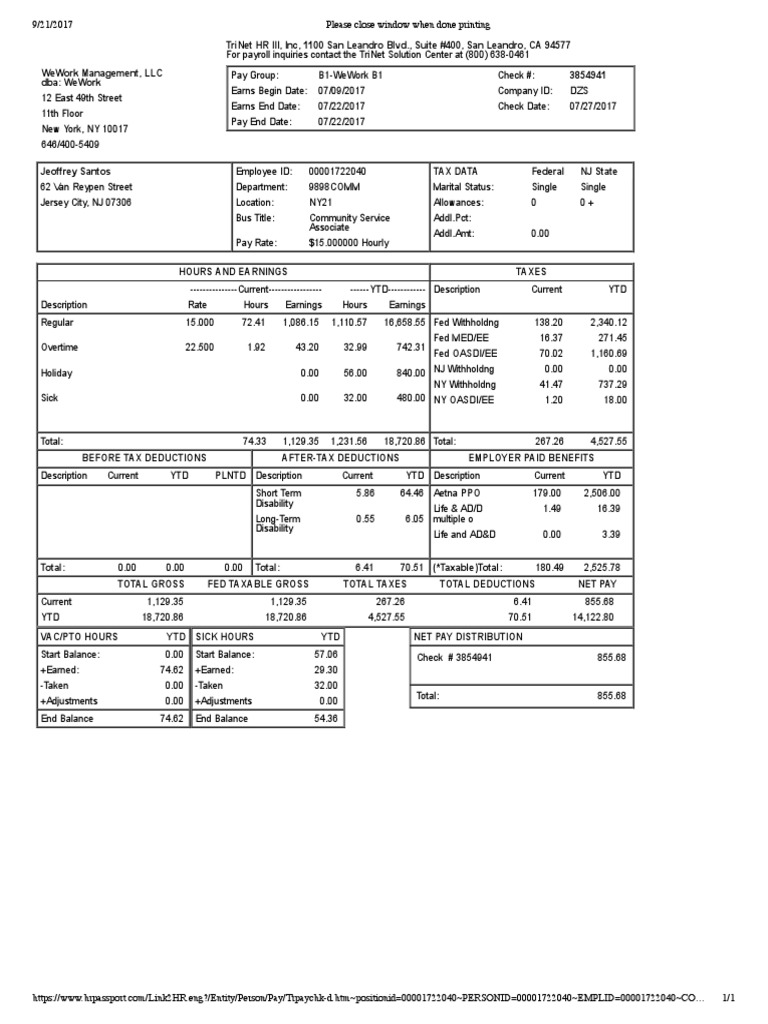 Pay Stub Details | PDF | Social Security (United States) | Payroll