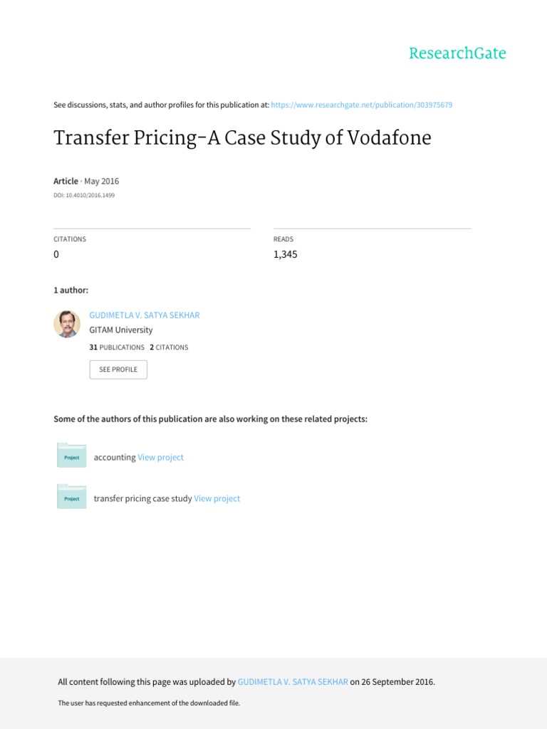 Transfer Pricing - A Case Study of Vodafone | PDF | International ...