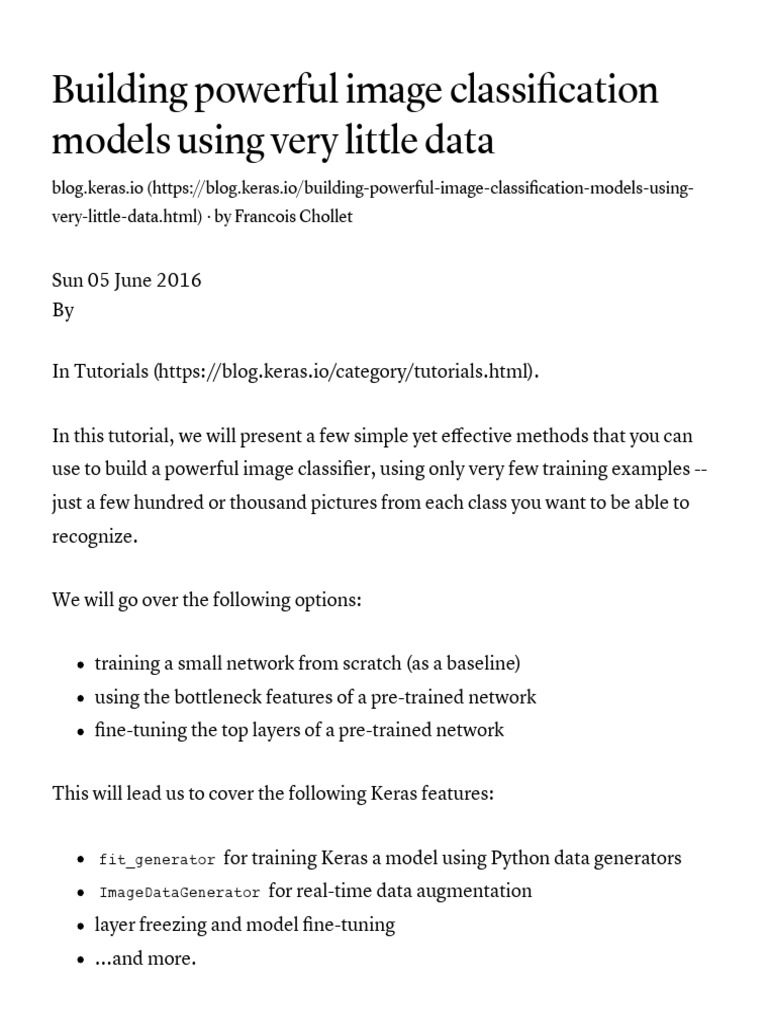 Building Powerful Image Classification Models Using Very Little Data | PDF | Deep Learning ...
