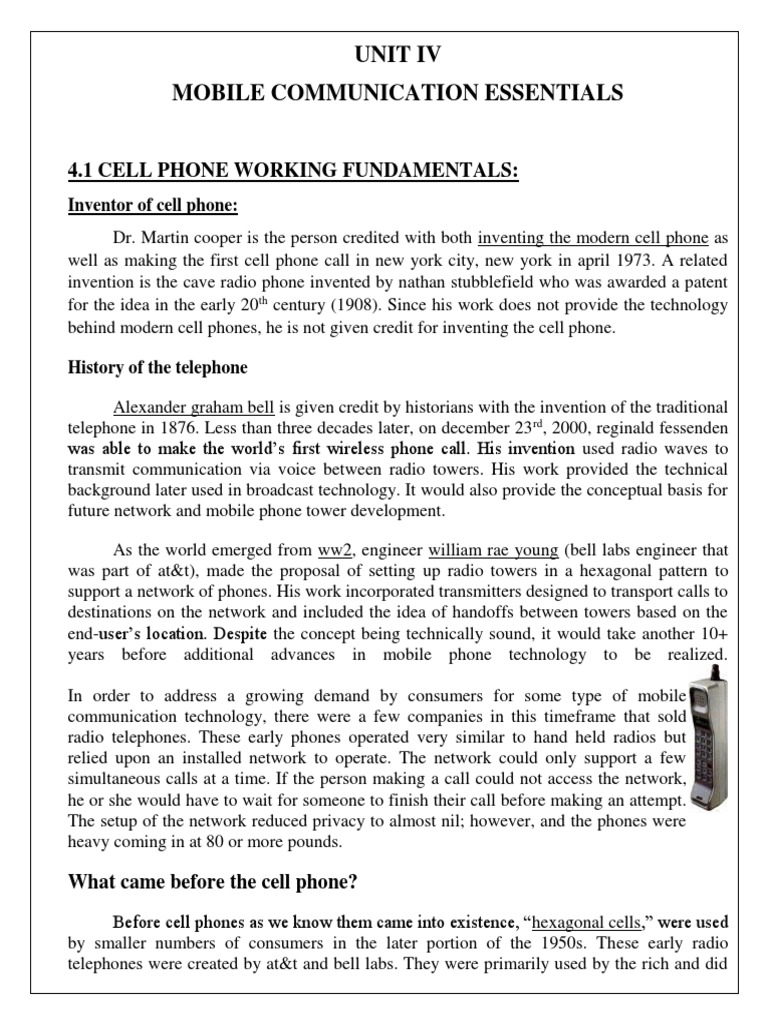 Unit IV Mobile Communication Essentials | PDF | 4 G | 3 G