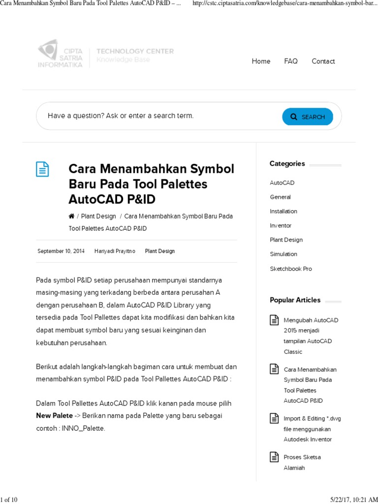 Cara Menambahkan Symbol Baru Pada Tool Palettes Autocad Pandid Cstc Knowledge Base Pdf Pdf