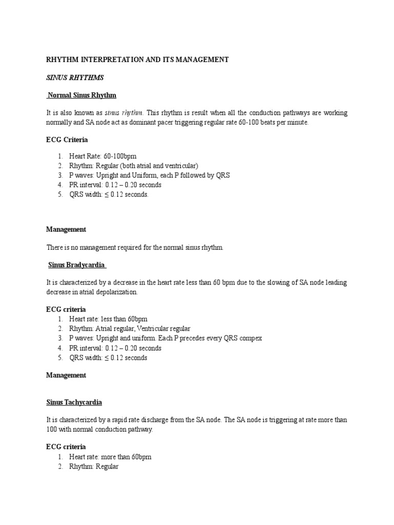 Rhythm Interpretation and Its Management | PDF | Electrocardiography ...