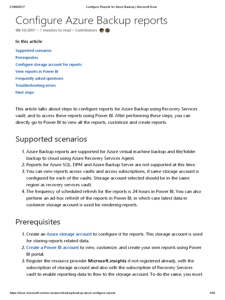 Configure Reports For Azure Backup - Microsoft Docs | Download Free PDF ...