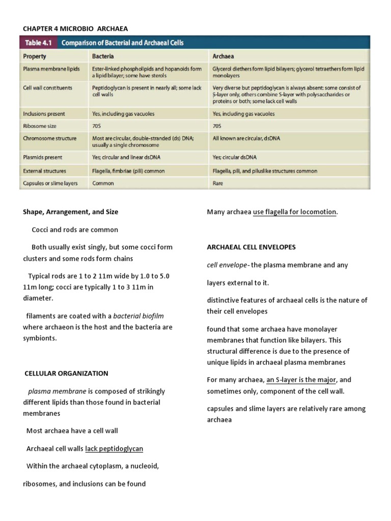 Chapter 4 Microbio Archaea: cell envelope-the plasma membrane and any ...