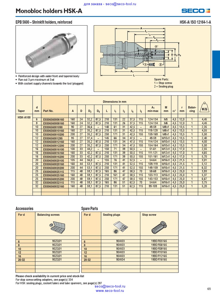 2015 Osnastka Seco Tools Katalog en Page66 | PDF | Manufactured Goods
