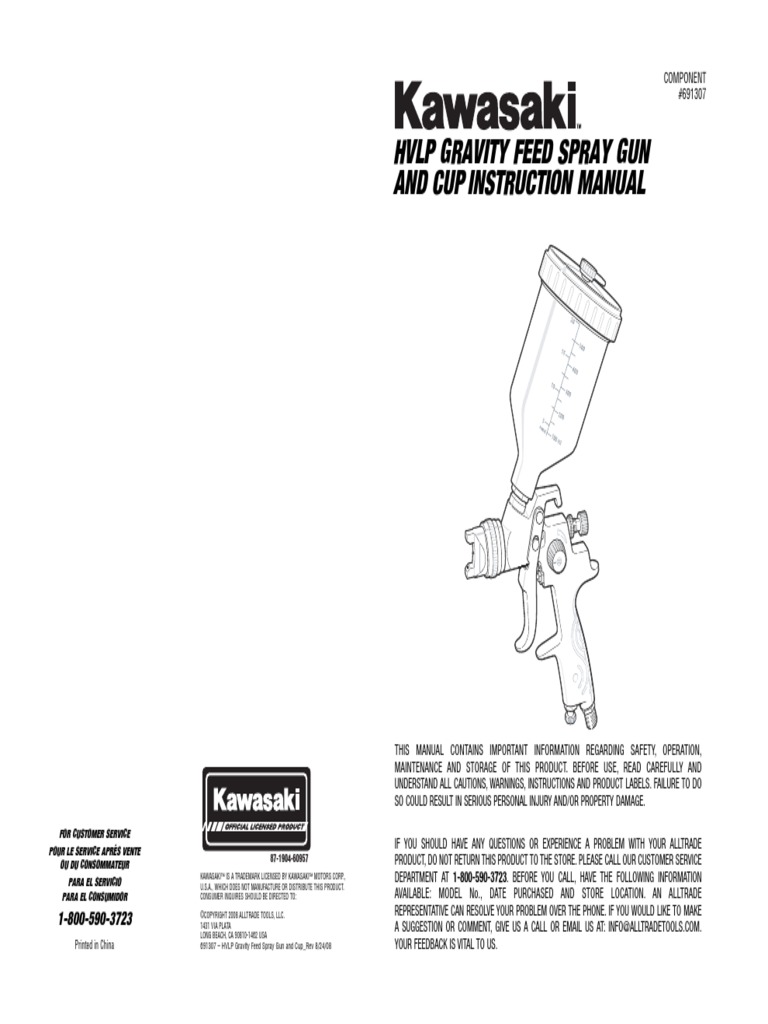 HVLP Gravity Feed Spray Gun and Cup Instruction Manual | PDF | Valve ...