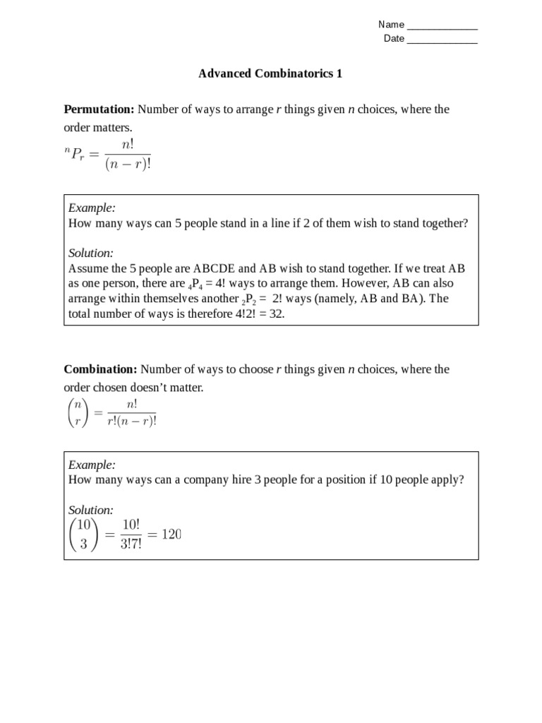 Advanced Combinatorics Problems | PDF | Mathematical Concepts ...