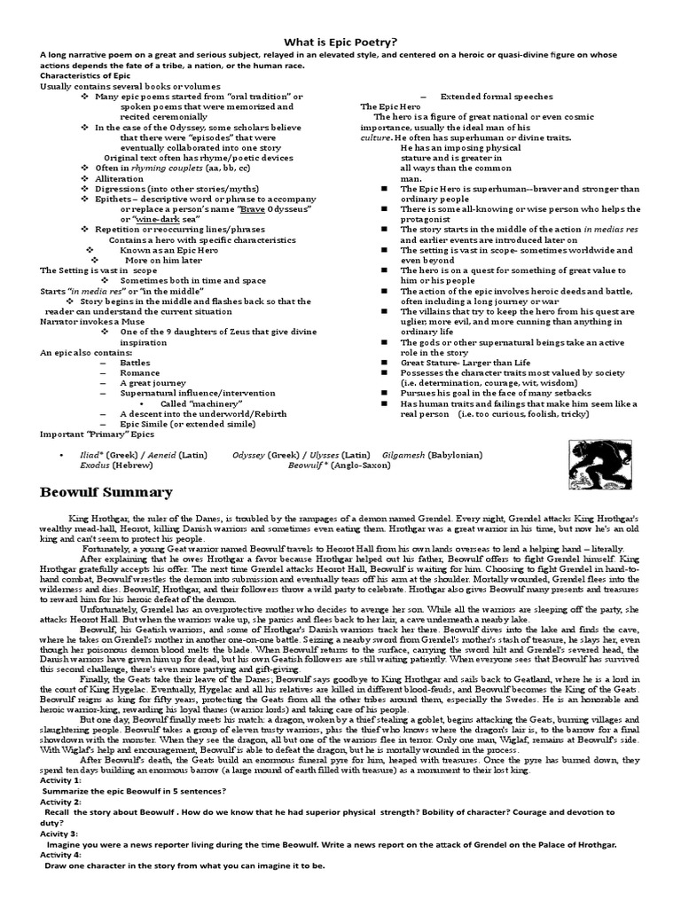 What Is Epic Poetry | PDF | Beowulf | Epic Poetry