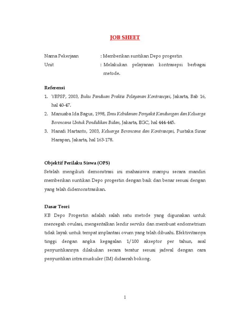 Job Sheet KB SUNTIK | PDF