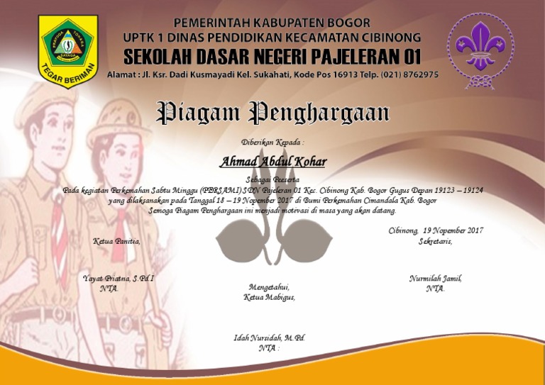Sertifikat Penghargaan PERSAMI 2017 | PDF