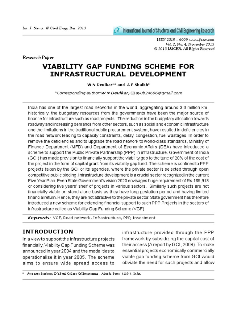 Viability Gap Funding Paper | PDF | Public–Private Partnership ...