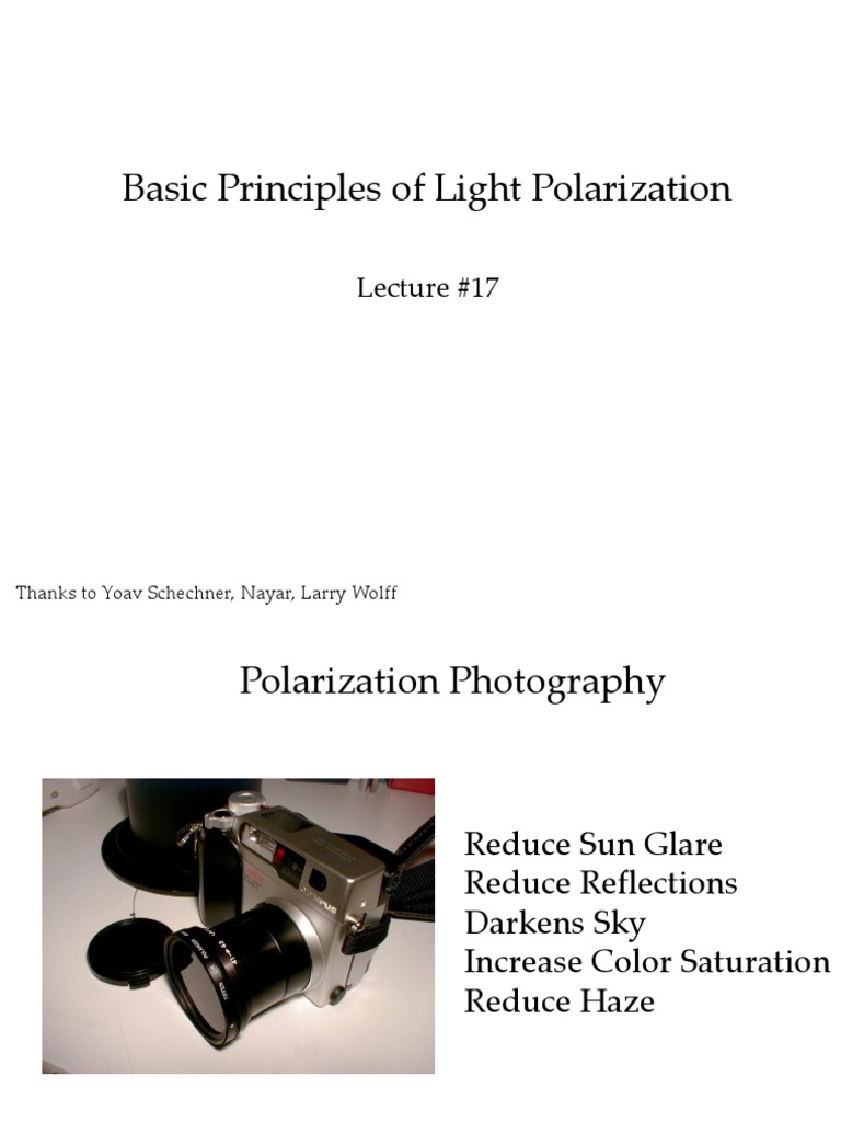 Basic Principles of Light Polarization: Lecture #17 | PDF ...