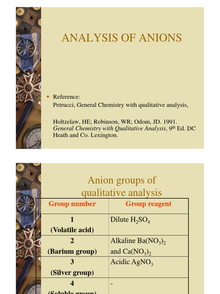 Analisis Anion PDF | PDF | Acid | Sets Of Chemical Elements