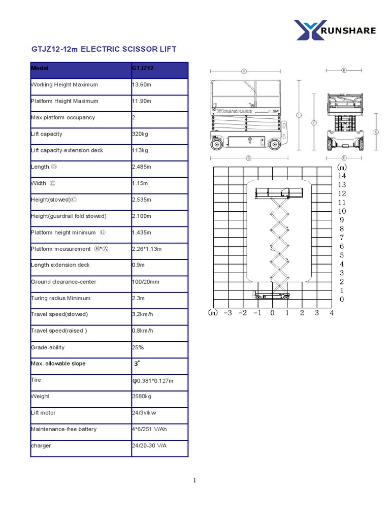 Gtjz12-12M Electric Scissor Lift | PDF | Transport | Vehicles