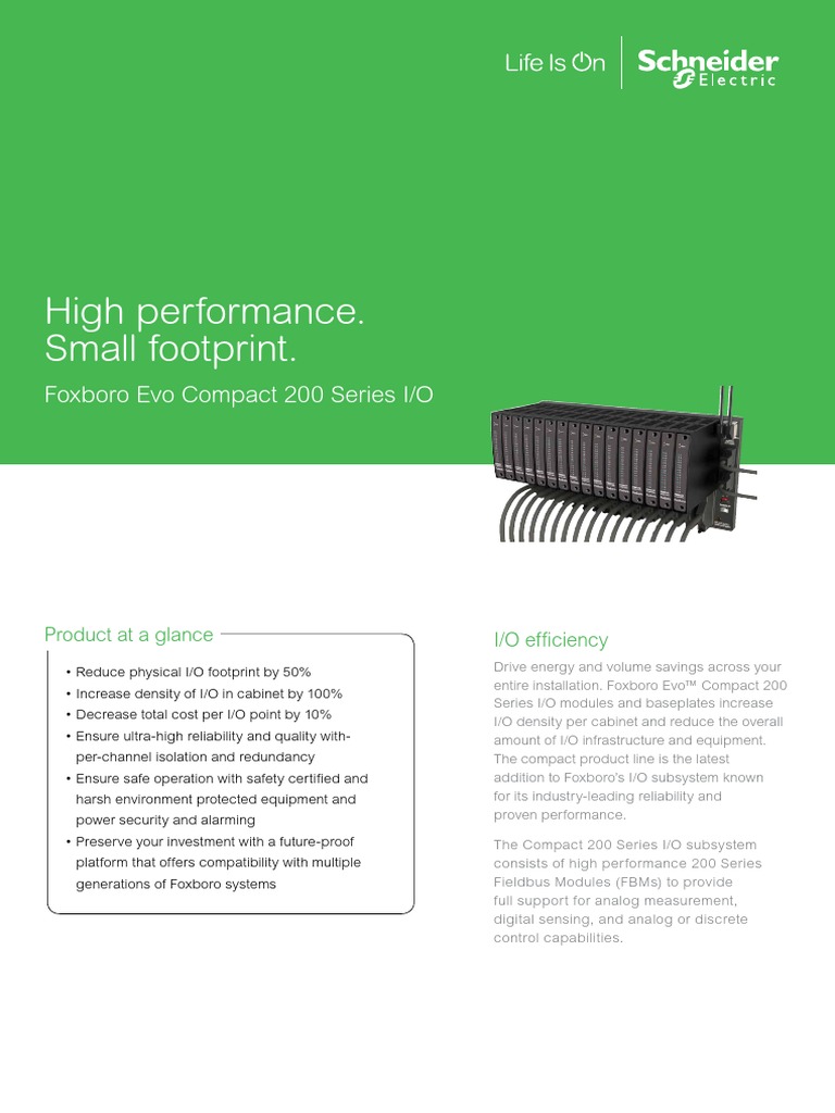 High Performance. Small Footprint.: Foxboro Evo Compact 200 Series I/O | PDF | Reliability ...