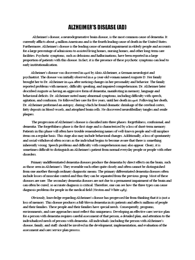 Informative Essay | PDF | Dementia | Alzheimer's Disease