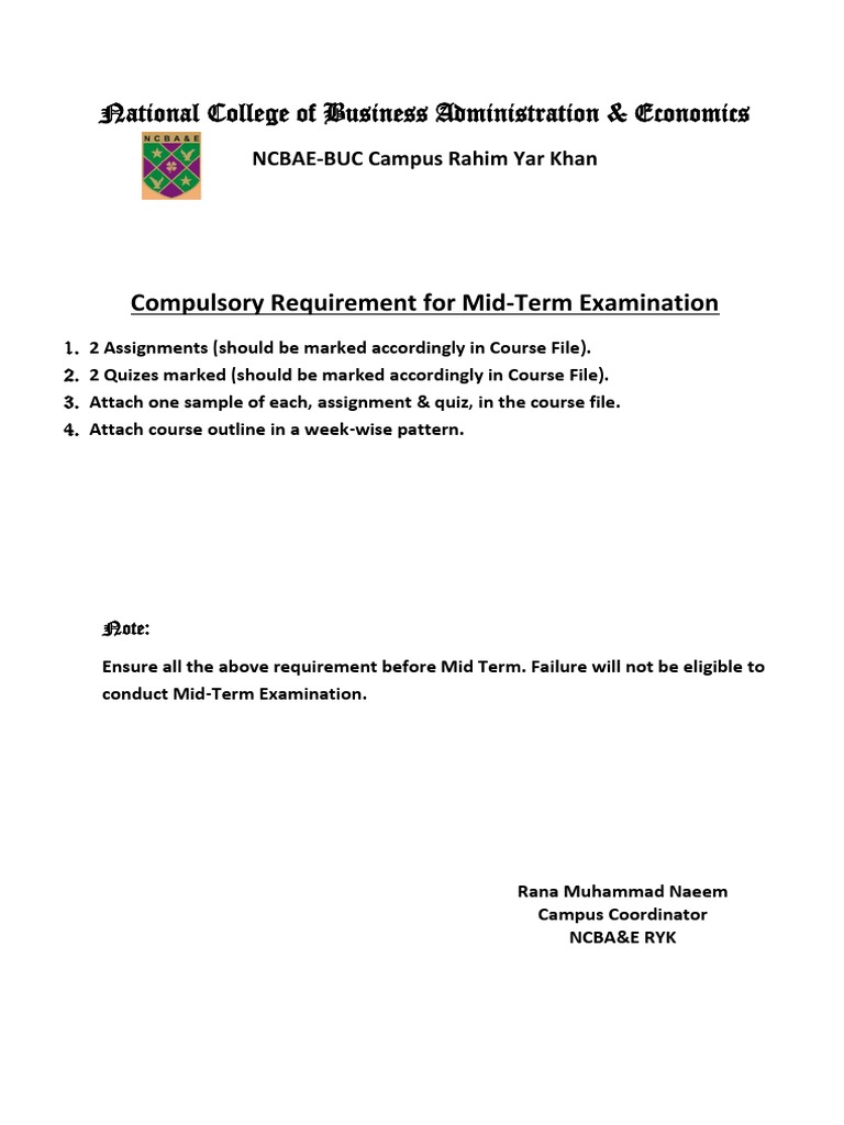 Format of Course FIles | PDF | Academic Term | Test (Assessment)