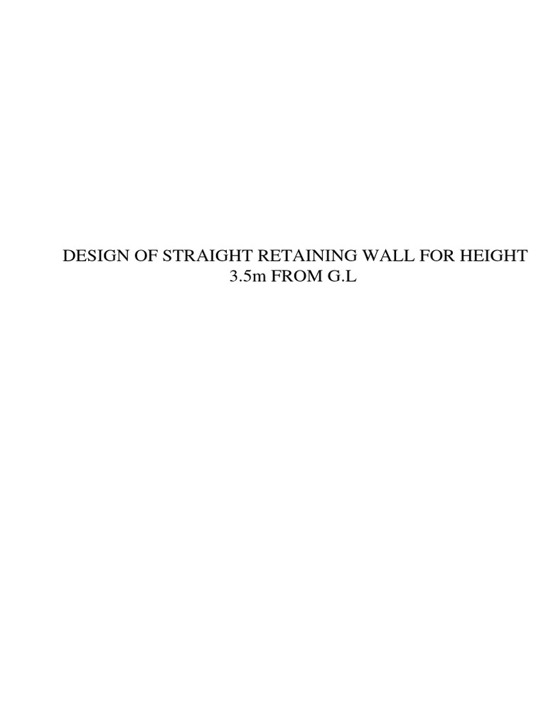 Design Note For Retaining Wall | PDF | Strength Of Materials | Concrete