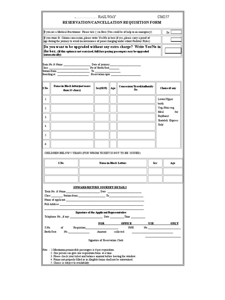 Railway Form | PDF | Passenger Rail Transport | Business