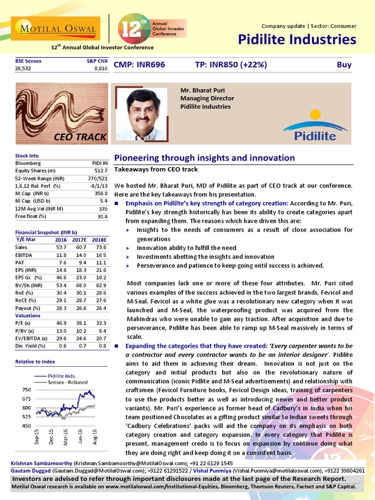 Pidilite Industries: Ceo Track | PDF | Market (Economics) | Financial ...