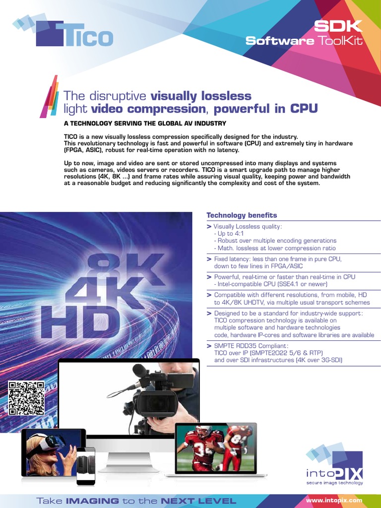Intopix-Tico Flyer - Cpu SDK | PDF | Data Compression | Codec