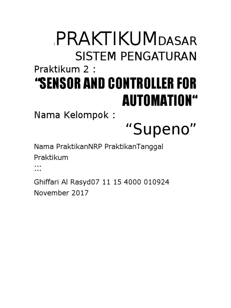 Praktikum: "Sensor and Controller For Automation" | PDF | Computers