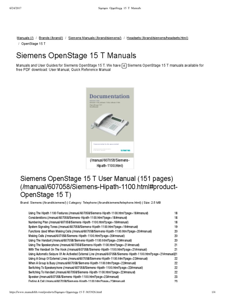 Siemens OpenStage 15 T User Manual | PDF | Telephone | Telephony