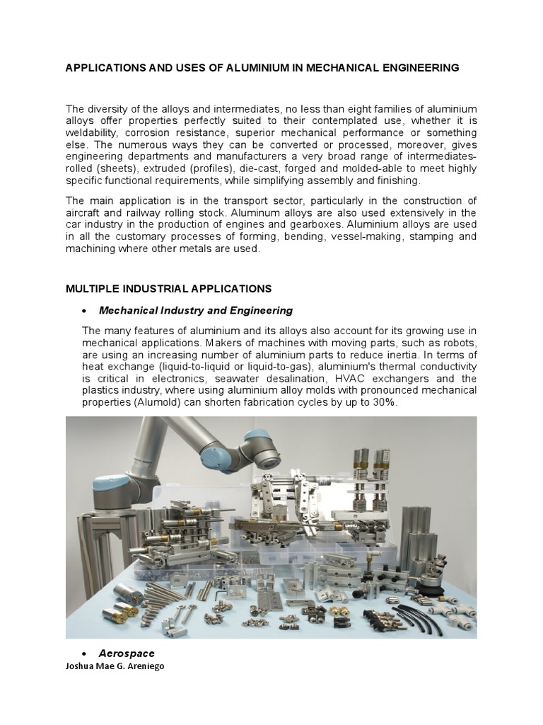 Applications and Uses of Aluminium in Mechanical Engineering | PDF ...