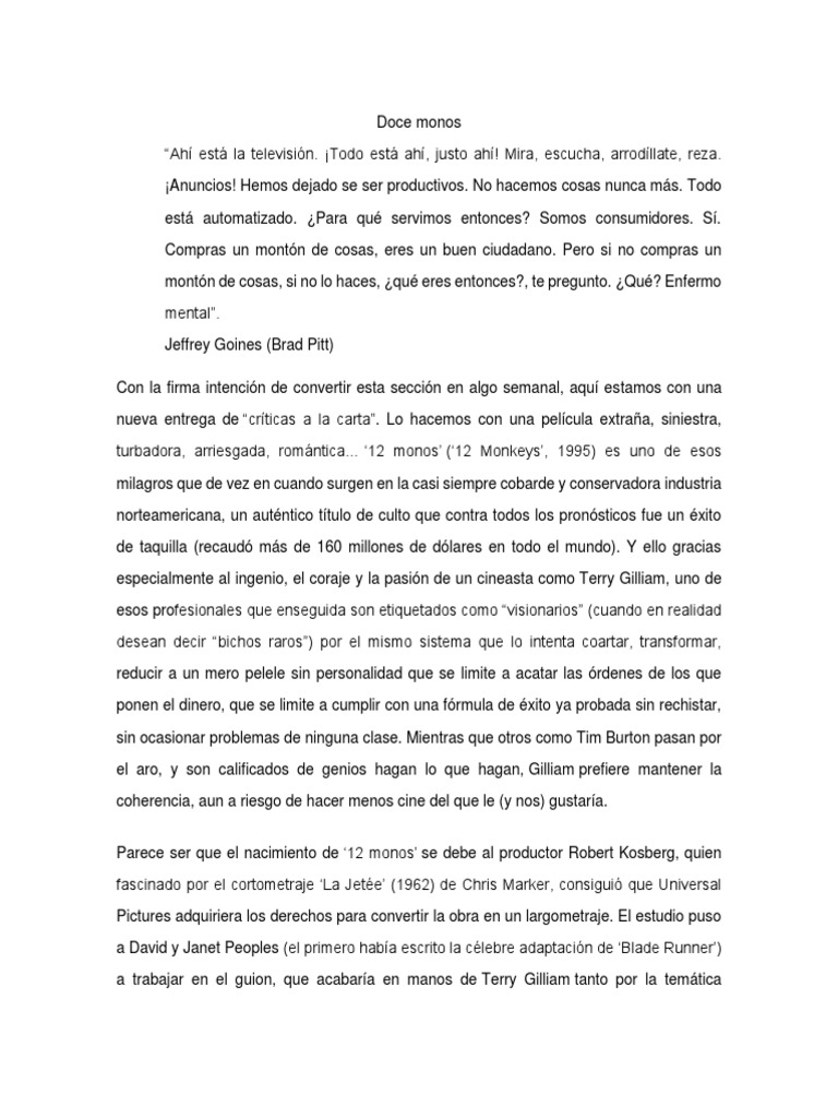 Doce Monos | PDF | Ocio
