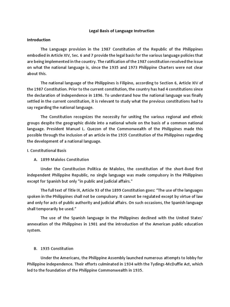 Legal Basis of Language Instruction | PDF | Languages | Language Arts ...