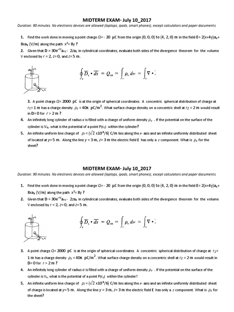 Midterm Exam: Electrostatics Problems | PDF | Sphere | Mathematical Analysis